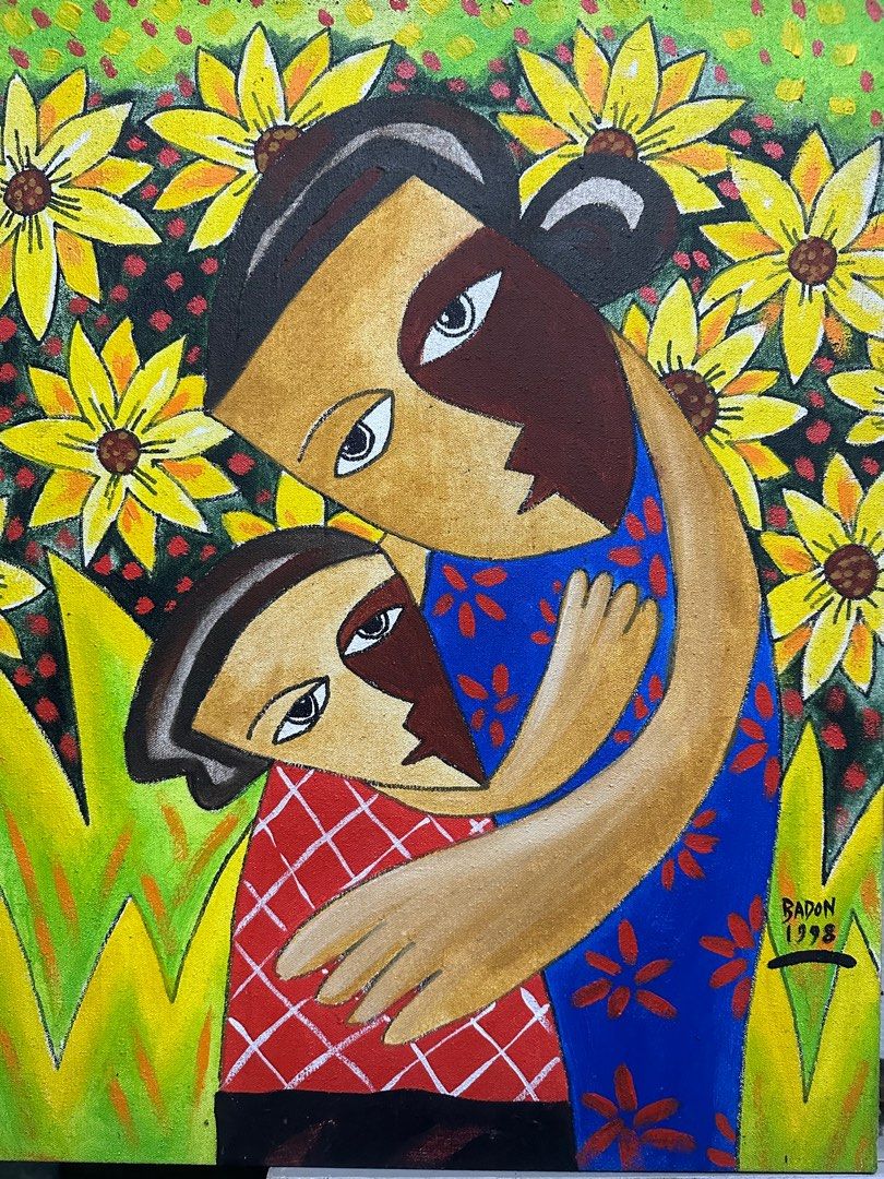 Philipp Badon Painting Mother&Child, Hobbies & Toys, Stationary & Craft ...