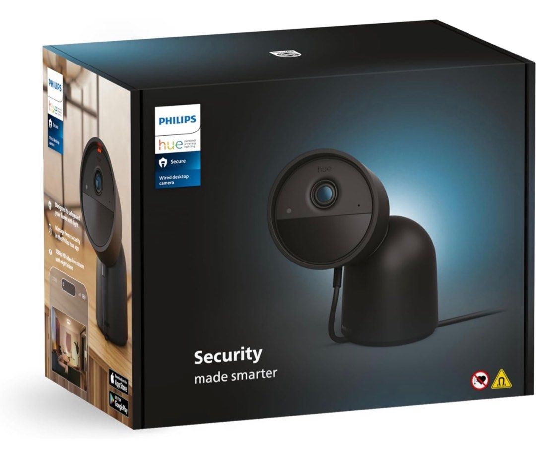Philips Hue Secure Wired Smart 1080p Security Camera Black Stand ...