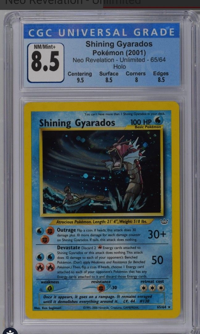 Pokemon Shining Gyarados Holo Neo Revelation 2001 CGC 8.5, Hobbies & Toys, Toys & Games on Carousell