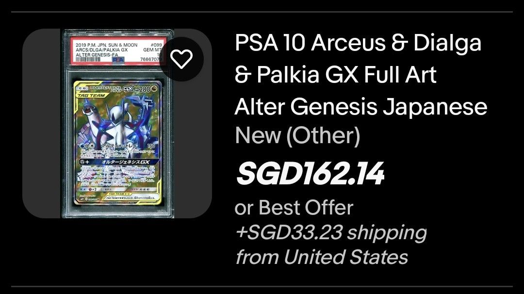 PSA 10 Arceus Dialga Palkia Tag Team GX Full Art Alter Genesis 2019 ...