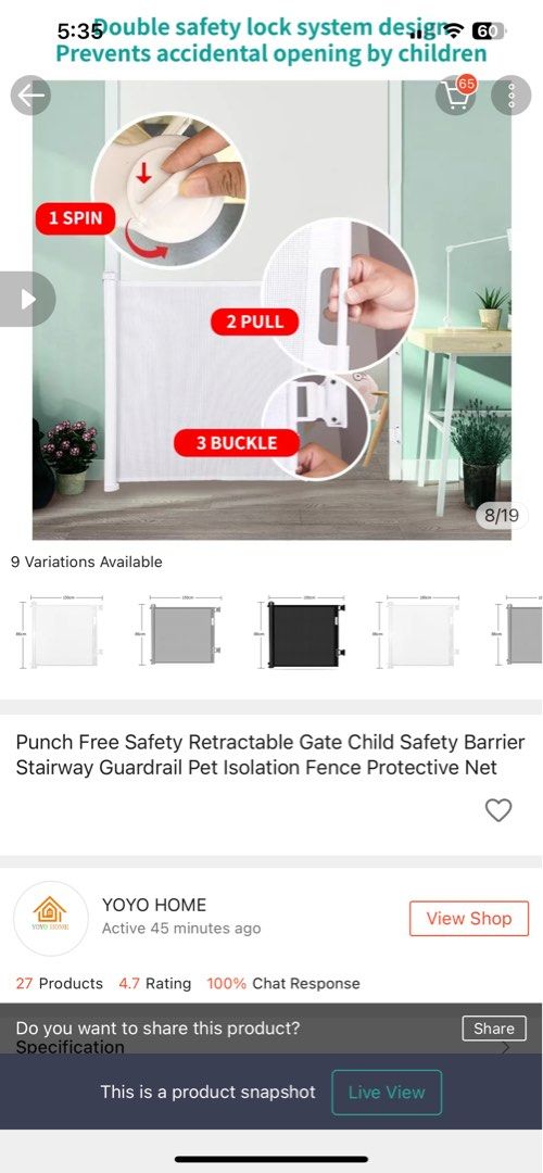 Punch Free Safety Retractable Gate Child Safety Barrier Stairway ...