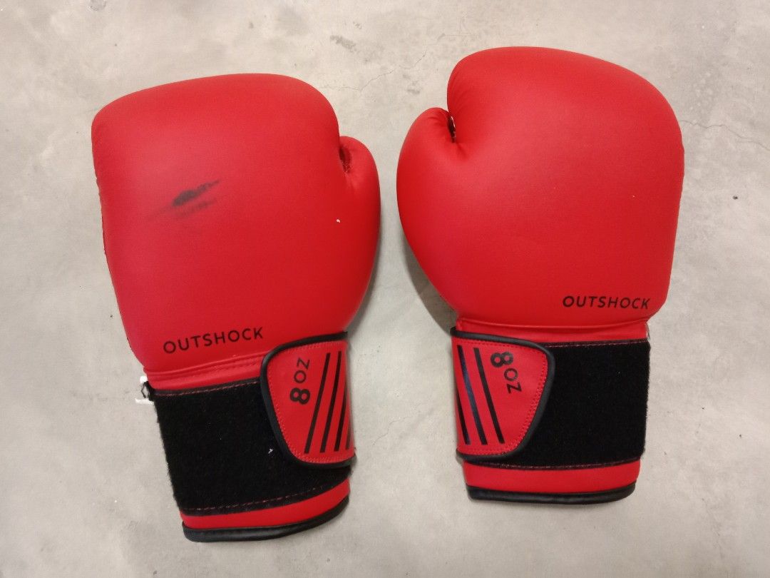 8 OZ Red Outshock Decathlon Boxing Gloves, Sports Equipment, Other ...