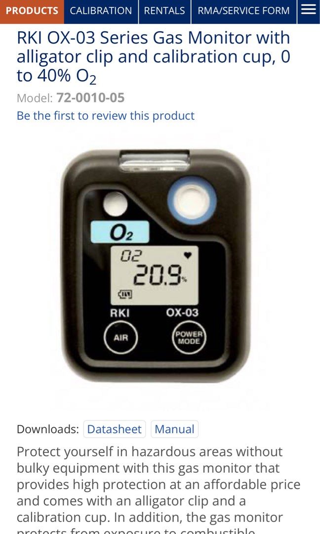 RKI Instrument Gas Portable Monitor O2, Everything Else on Carousell