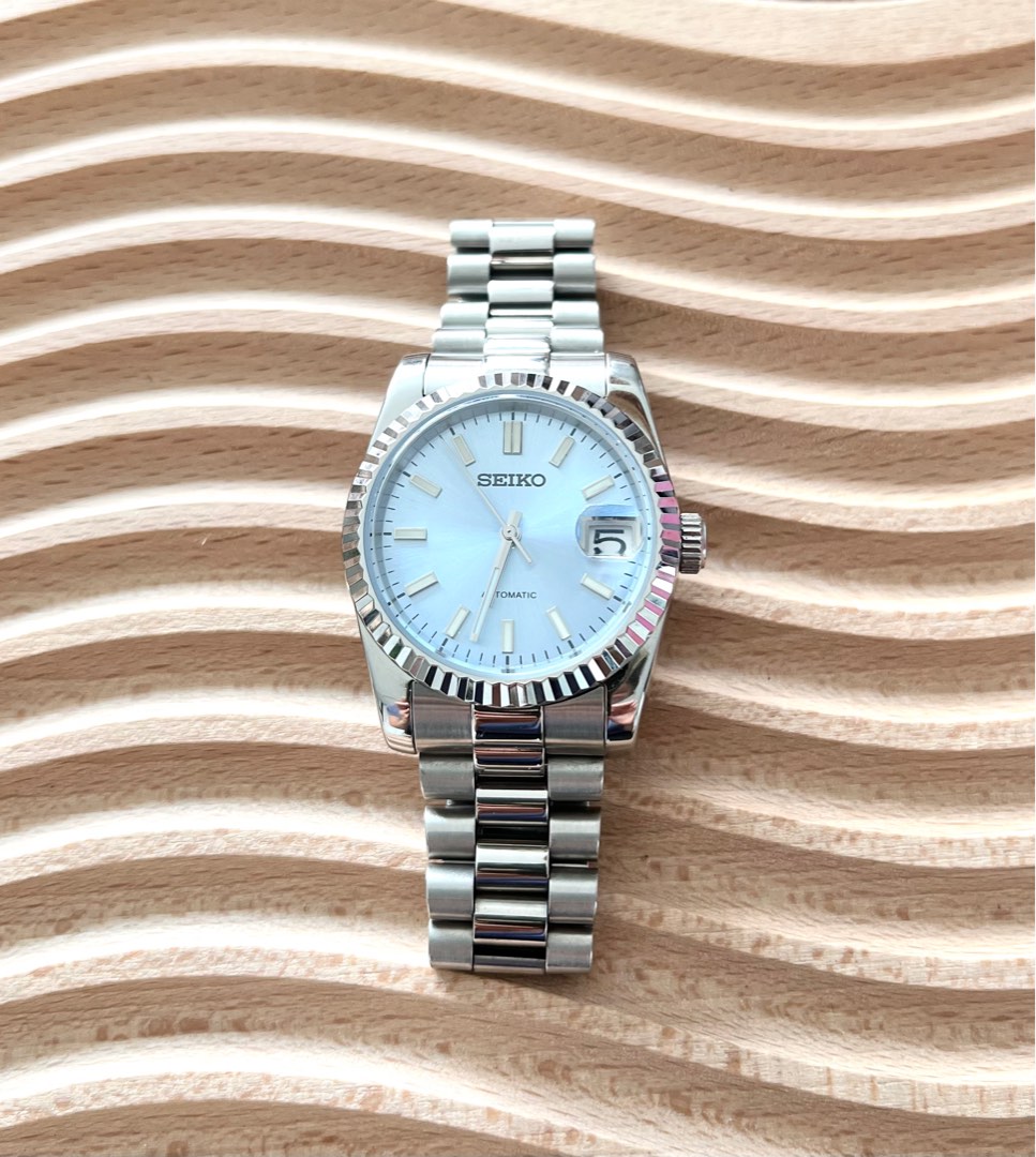 Seiko Mod Ice Blue Datejust President, Luxury, Watches on Carousell