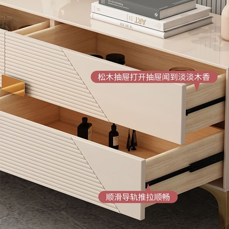 Solid wood drawer TV Console Drawer with slide rails Press type rebound ...