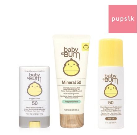 Sun Baby Bum Mineral SPF50 Fragrance-Free Sunscreen Lotion/Roll-On/Face ...