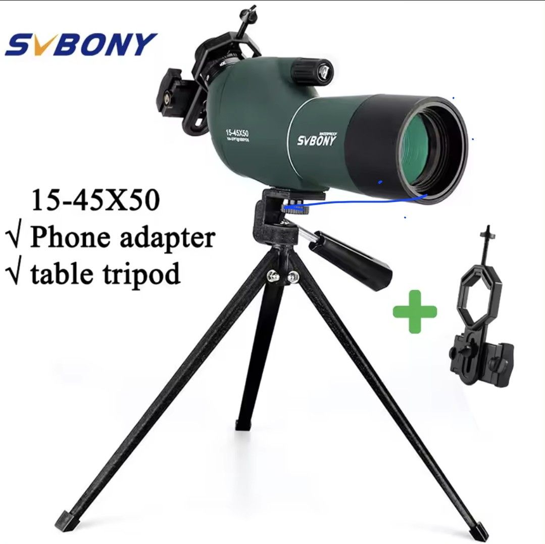 SVBONY SV28 High Power Spotting Scope 15-45x50/20-60x60/25-75x70/20-60x80mm Zoom with Phone ...