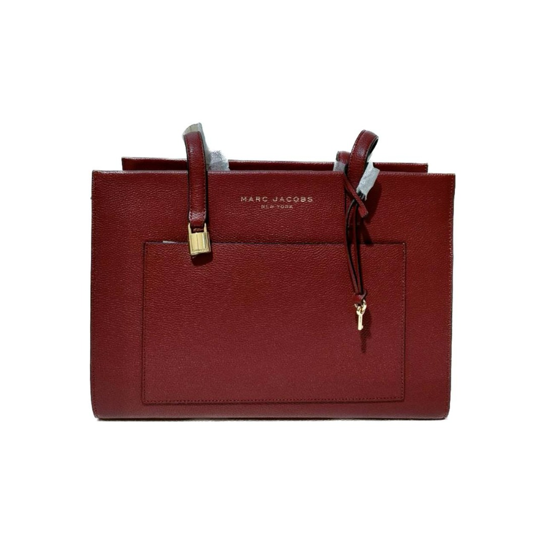 Tas Marc Jacobs Grind Work Large Tote Bags Leather Pomegranate, Barang ...