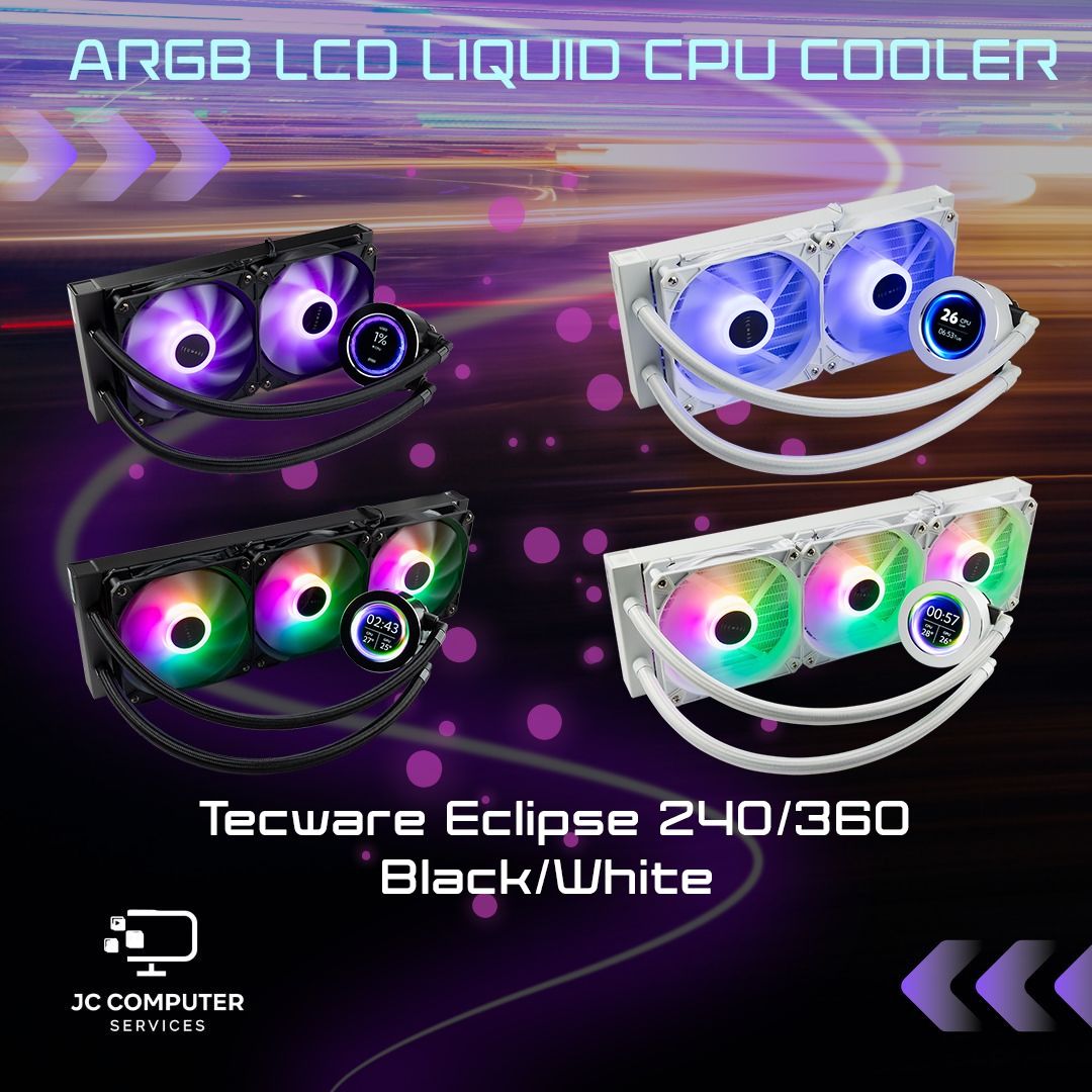 Tecware Eclipse 240 360 Black White Argb Lcd Aio Cpu Cooler Computers