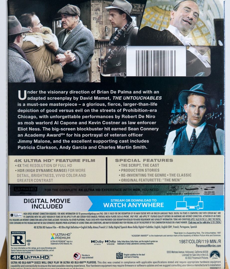 The Untouchables 4K Blu-ray, Hobbies & Toys, Music & Media, CDs & DVDs ...
