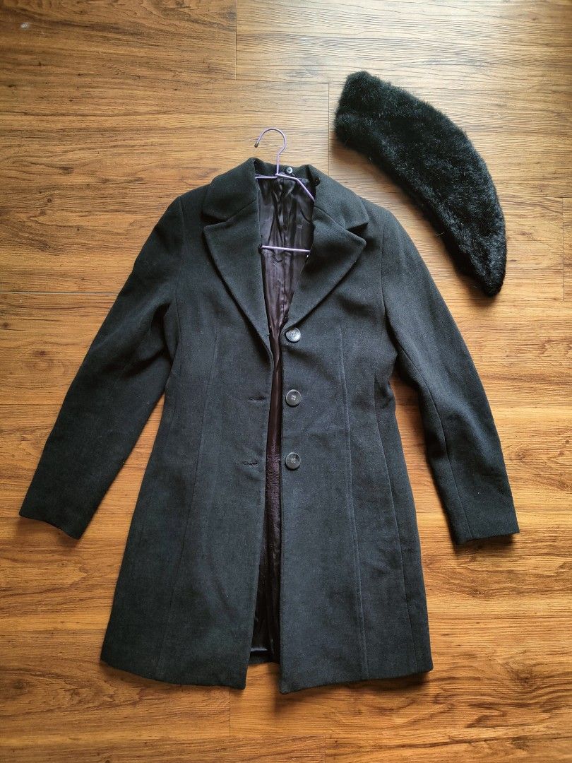 Turkish classic black winter and autumn coat thick high quality fabric ...