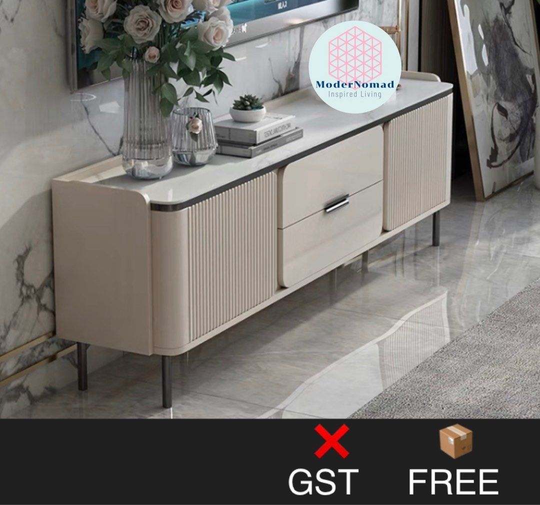 TV Console Coffee Table TV Cabinet Music Console Sintered Stone Top ...