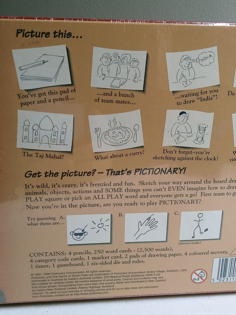 VINTAGE - PICTIONARY THE GAME OF QUICK DRAW -MB GAMES ( BRAND NEW ...