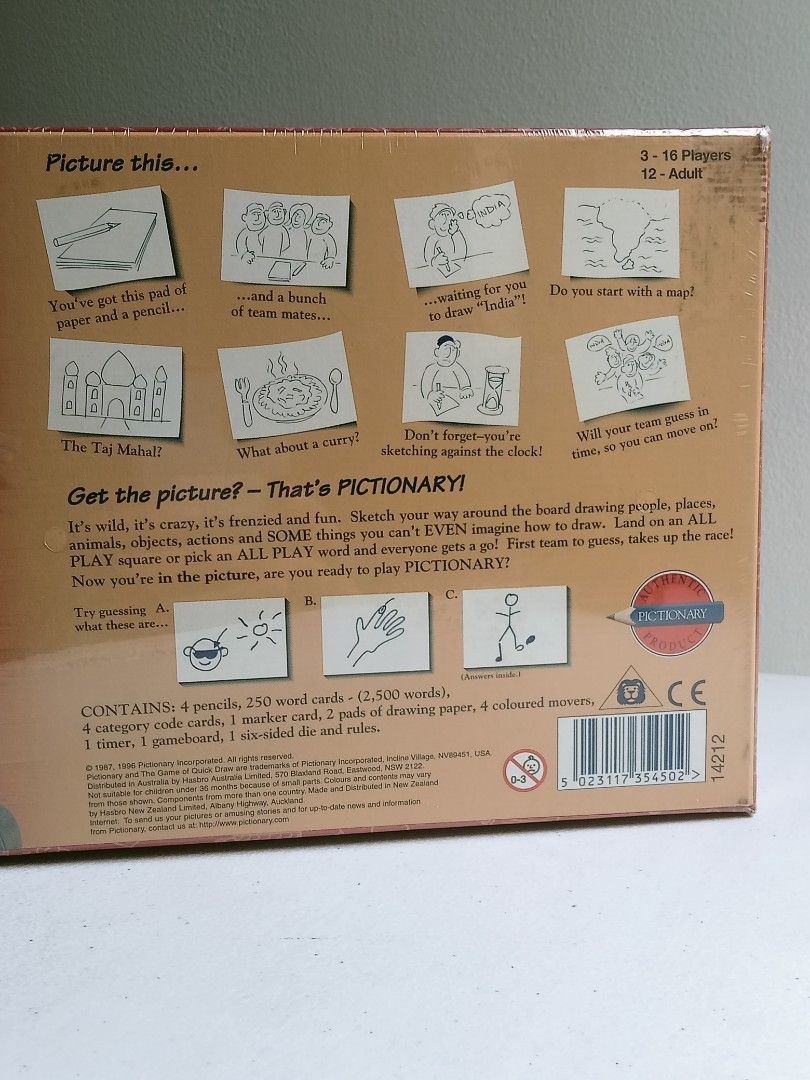 VINTAGE - PICTIONARY THE GAME OF QUICK DRAW -MB GAMES ( BRAND NEW ...