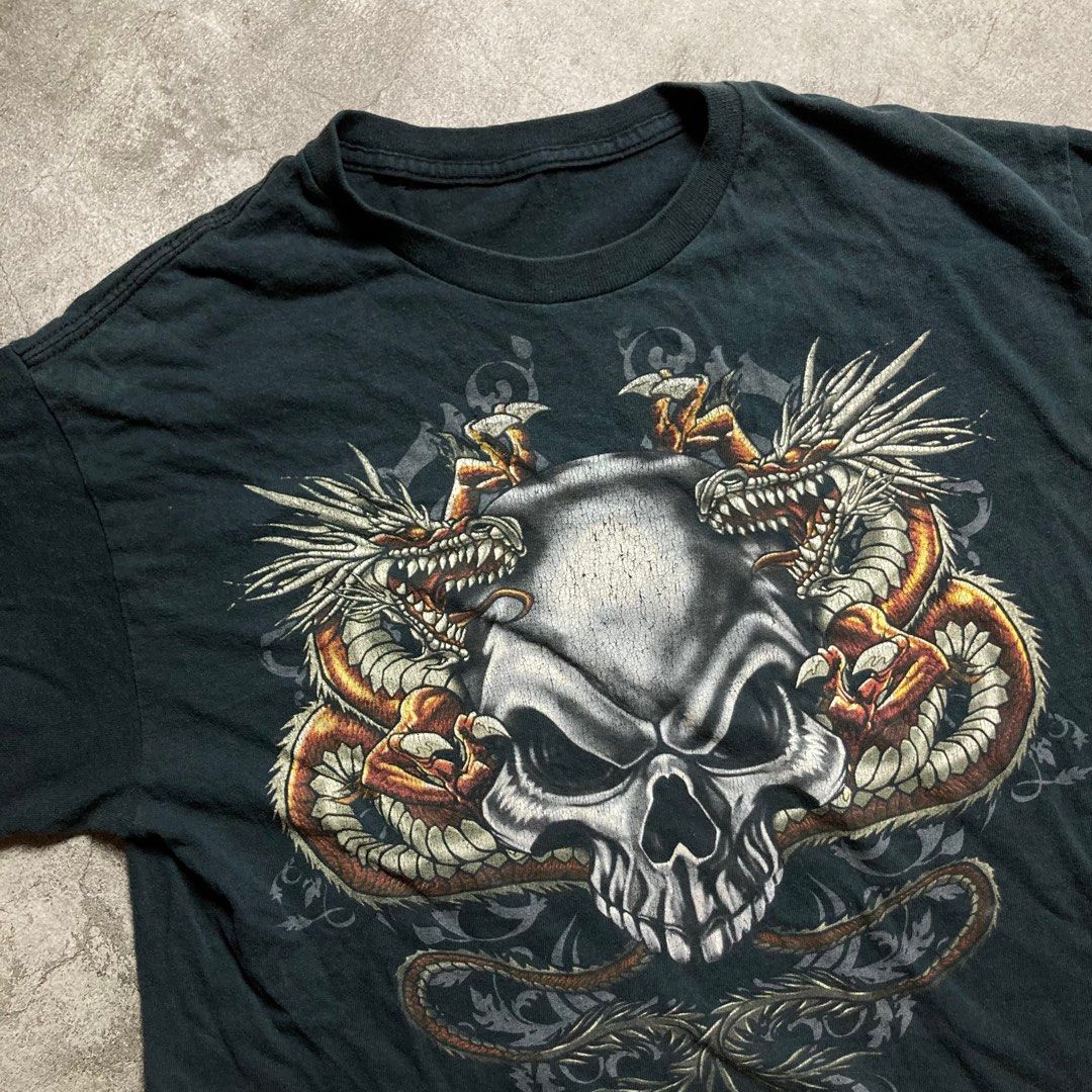 Vintage Tattered Skull and Snake T-shirt, Men's Fashion, Tops & Sets ...