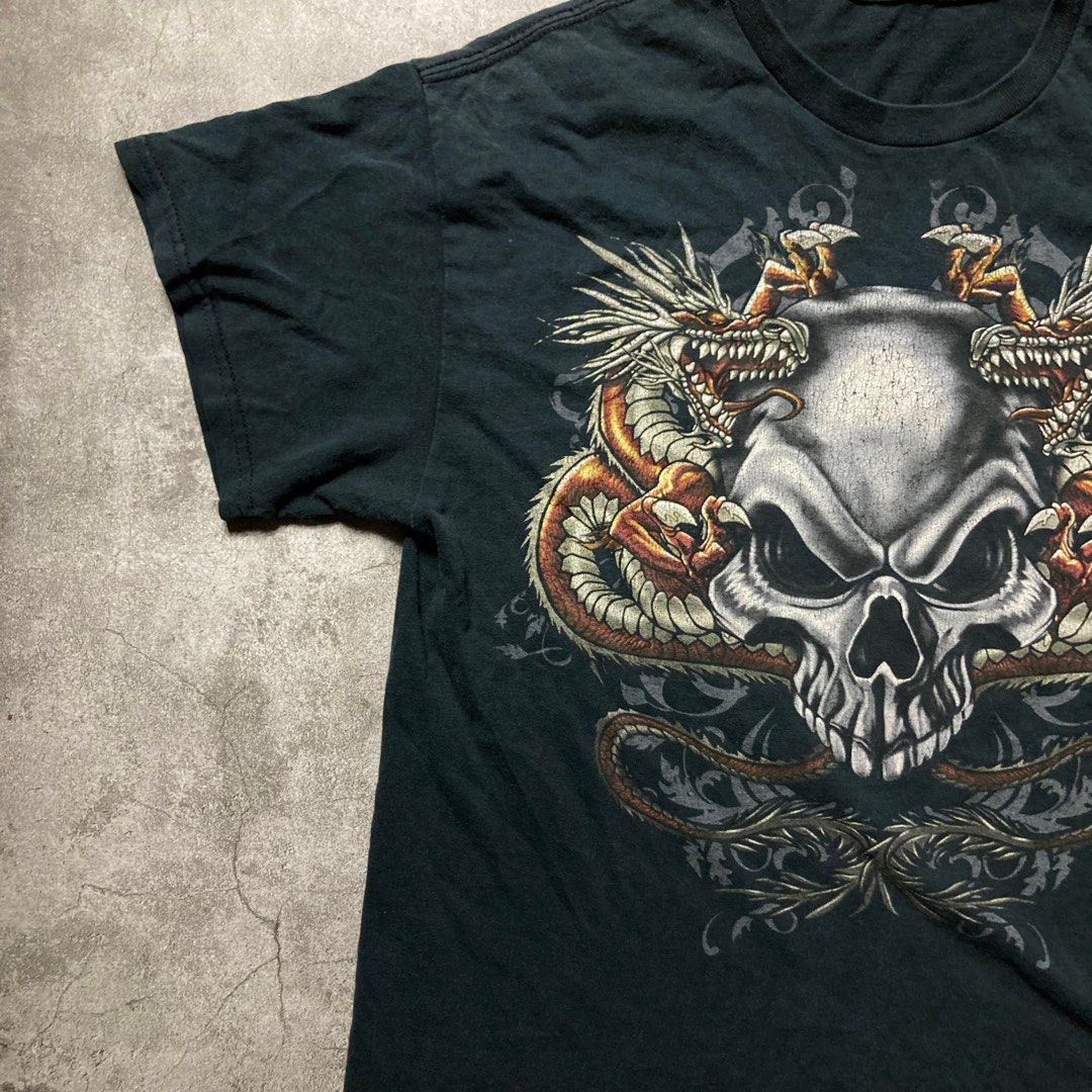 Vintage Tattered Skull and Snake T-shirt, Men's Fashion, Tops & Sets ...