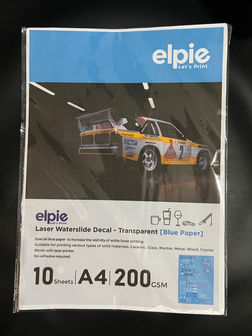 Waterslide Decal Paper for Laser Printer (Blue Paper) | Elpie, Hobbies ...