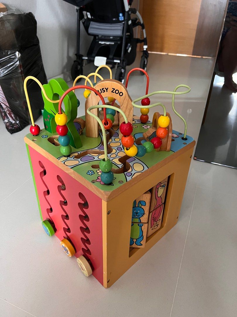 Wood Activity Cube Busy Zoo, Hobbies & Toys, Toys & Games on Carousell