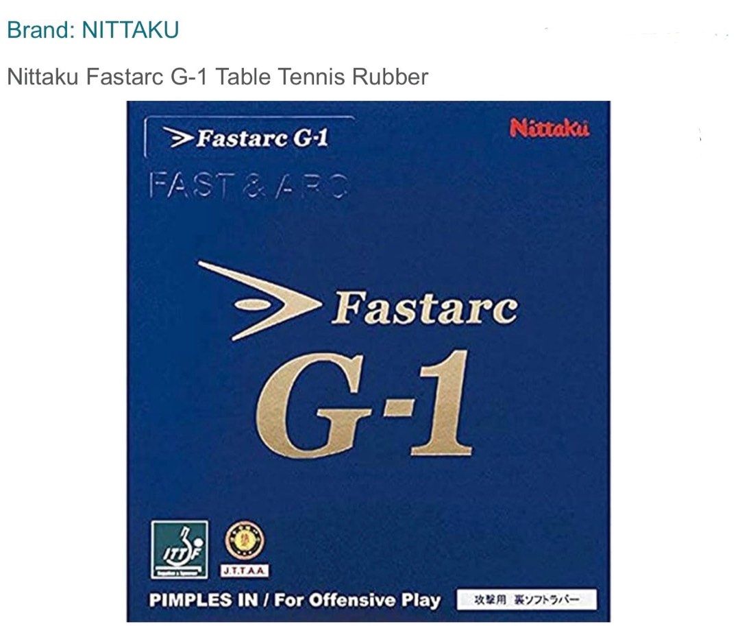 WTS BN Nittaku Fastarc G-1 Table Tennis Rubber, Sports Equipment, Other Sports Equipment and ...