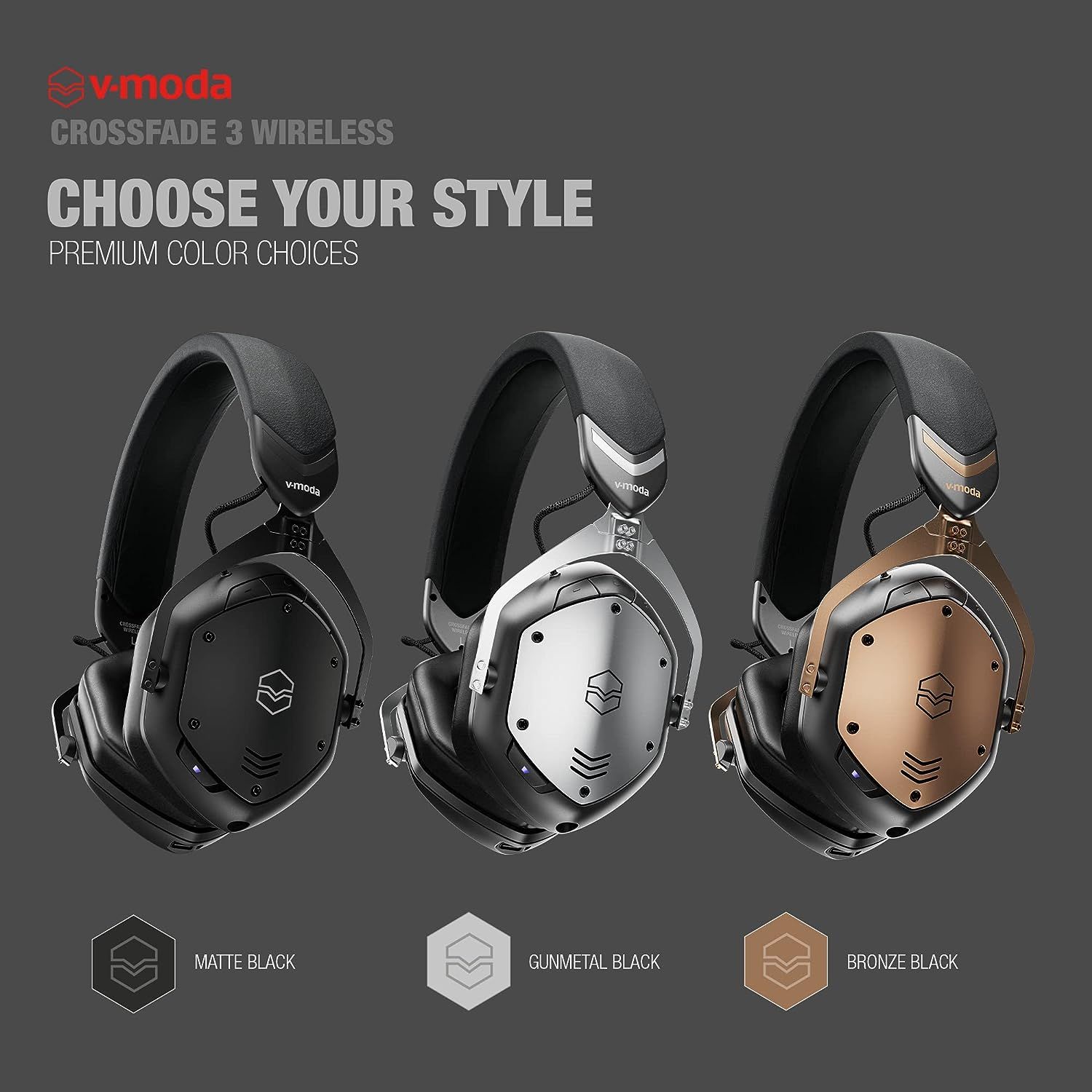 V-MODA XFBT3-GNBK Crossfade3 Wireless Headphones, Audio, Headphones ...