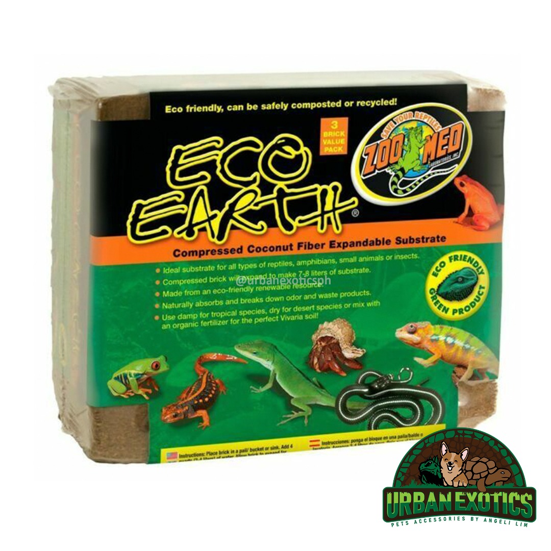 ZOO MED Eco Earth Cocopeat Coconut Fiber Substrate Bedding 650g x 3 ...