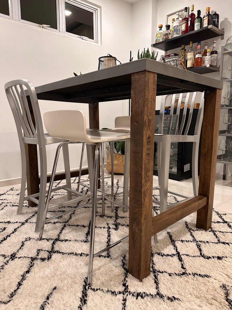 -70% Crate & Barrel Dining Set: high table + high chairs for 4-6 ...
