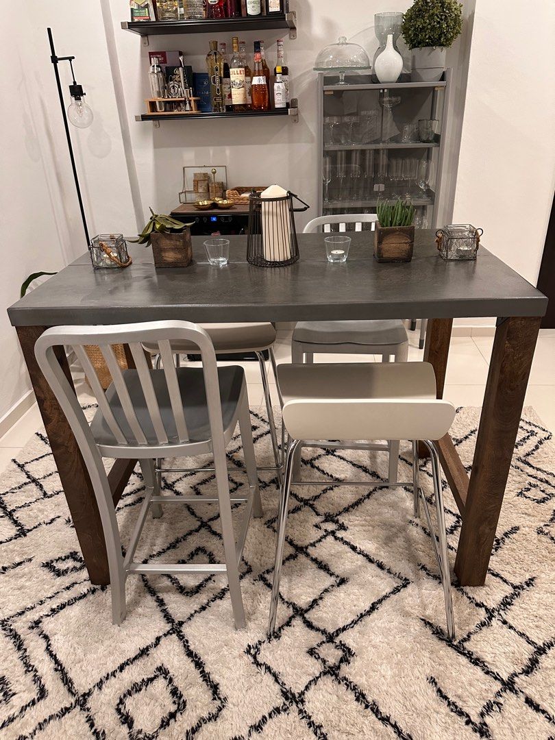 -70% Crate & Barrel Dining Set: high table + high chairs for 4-6 ...