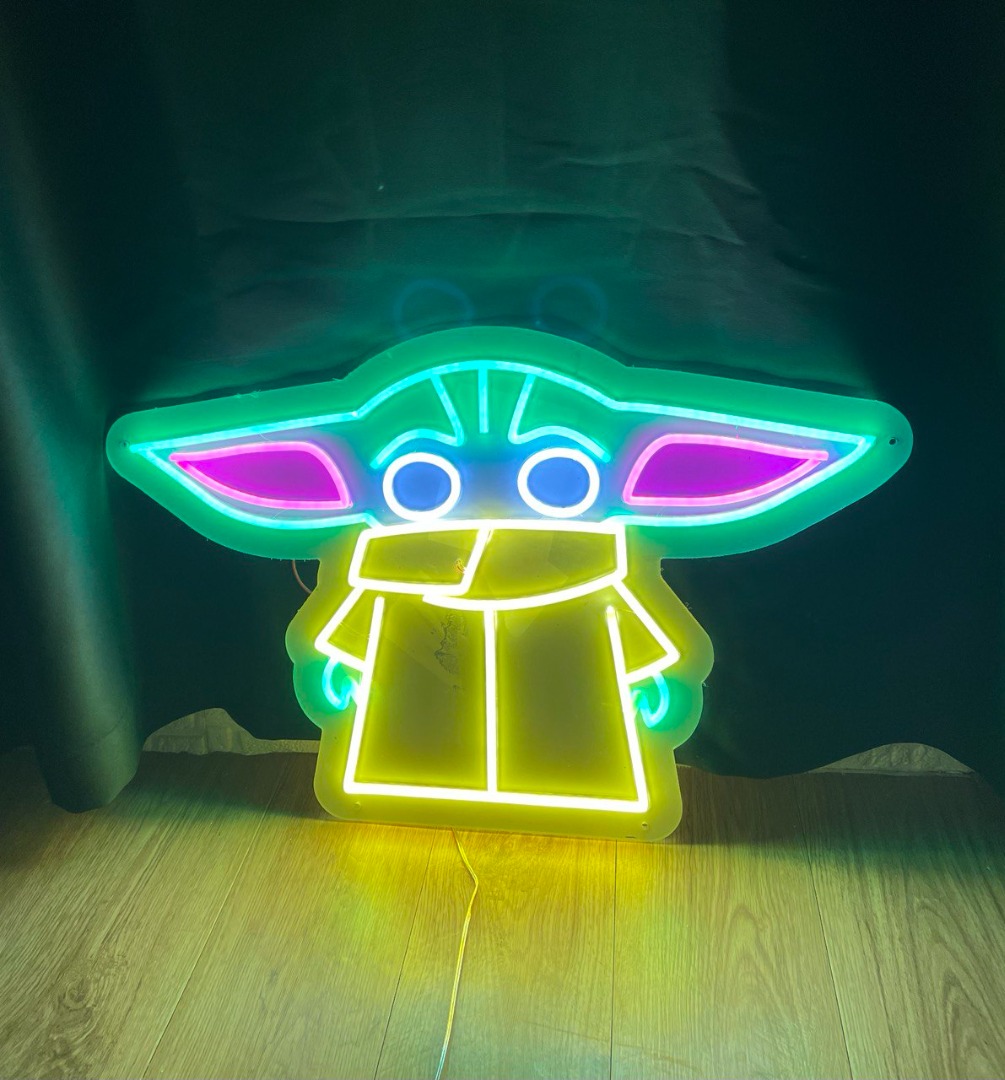 星球大戰 尤達寶寶 訂製LED霓虹燈 LED光療 掛牆裝飾 藝術掛飾 小夜燈 Star Wars Neon, Baby Yoda Neon ...