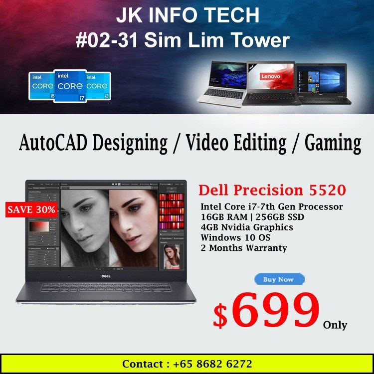 AutoCAD Designing / Video Editing / Gaming - Dell Precision 5520 i7-7th ...