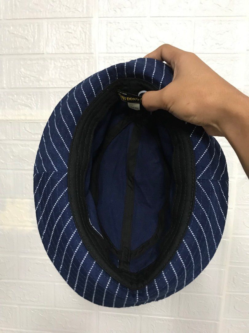 Bob Dong Wabash Stripe Indigo Bucket Hat, Men's Fashion, Watches ...