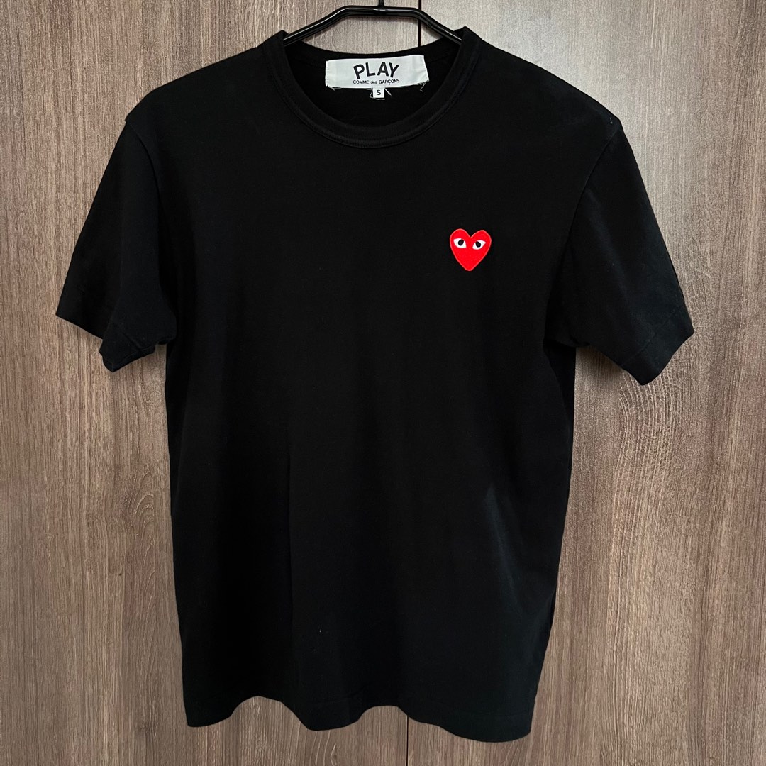 CDG Play Black Shirt with Red Heart patch on Carousell