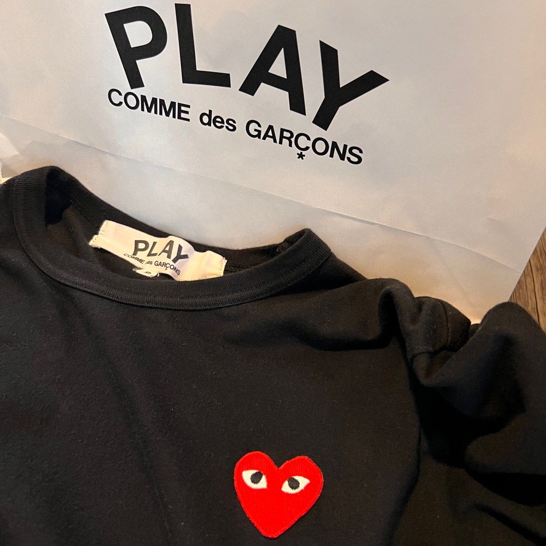 CDG Play Black Shirt with Red Heart patch on Carousell