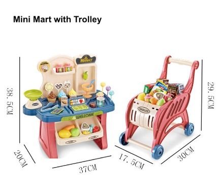 Children Pretend Play Trolley Toy Push Cart with 42Pcs Accessories ...
