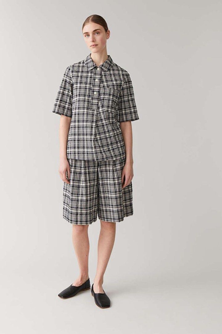 COS | Check Plaid Crinkled Textured Oversized Shirt on Carousell