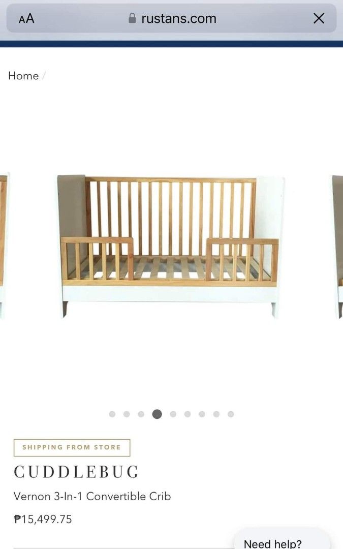 CuddleBug Vernon 3-in-1 Convertible Crib - White/Natural on Carousell