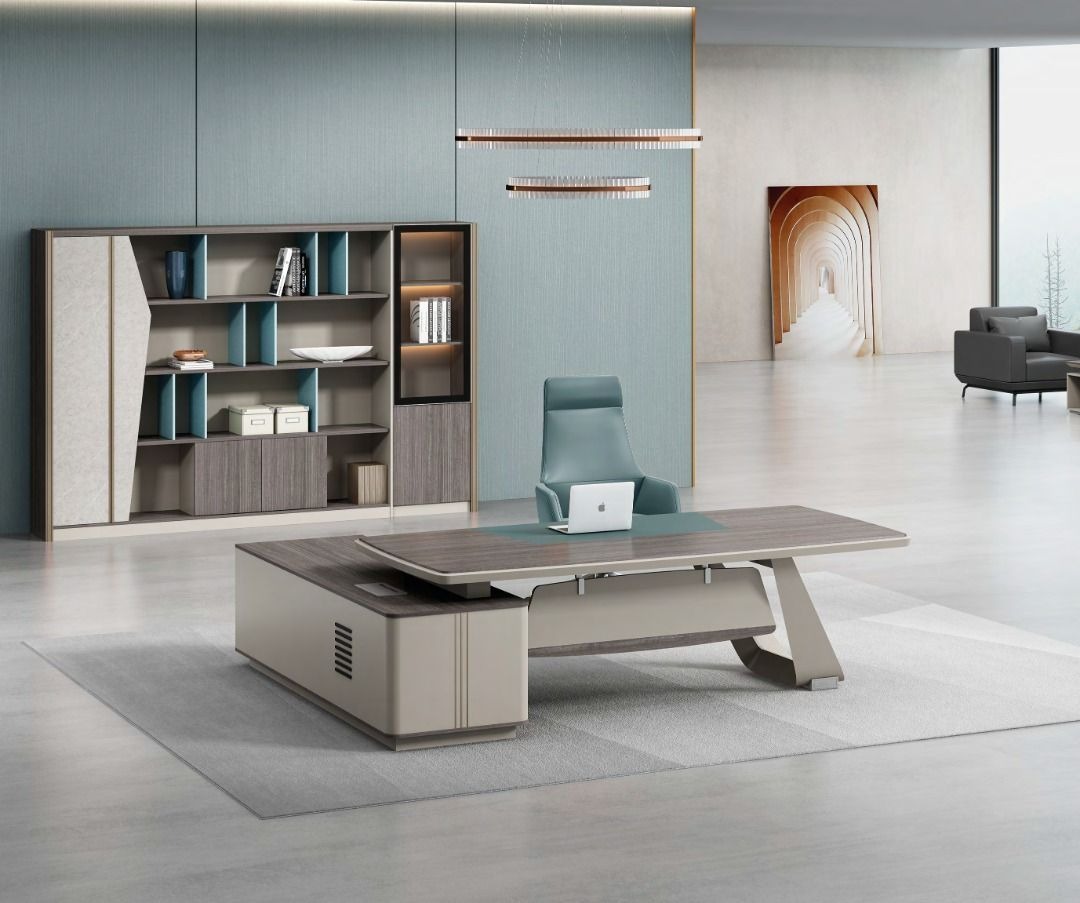 DT B917 Director Table w L Shape Cabinet, Executive Table Office Table ...