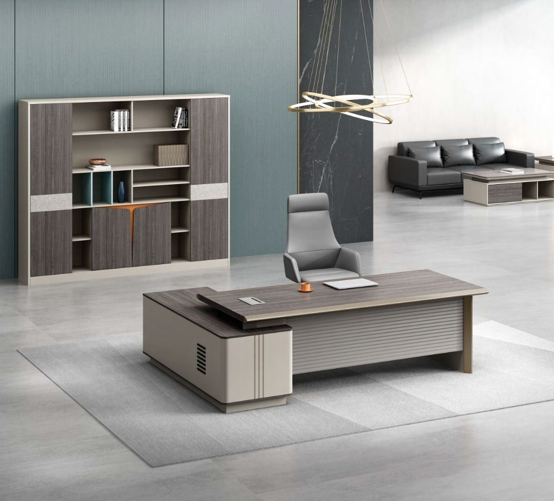 DT B923 Director Table w L Shape Cabinet, Executive Table Office Table ...