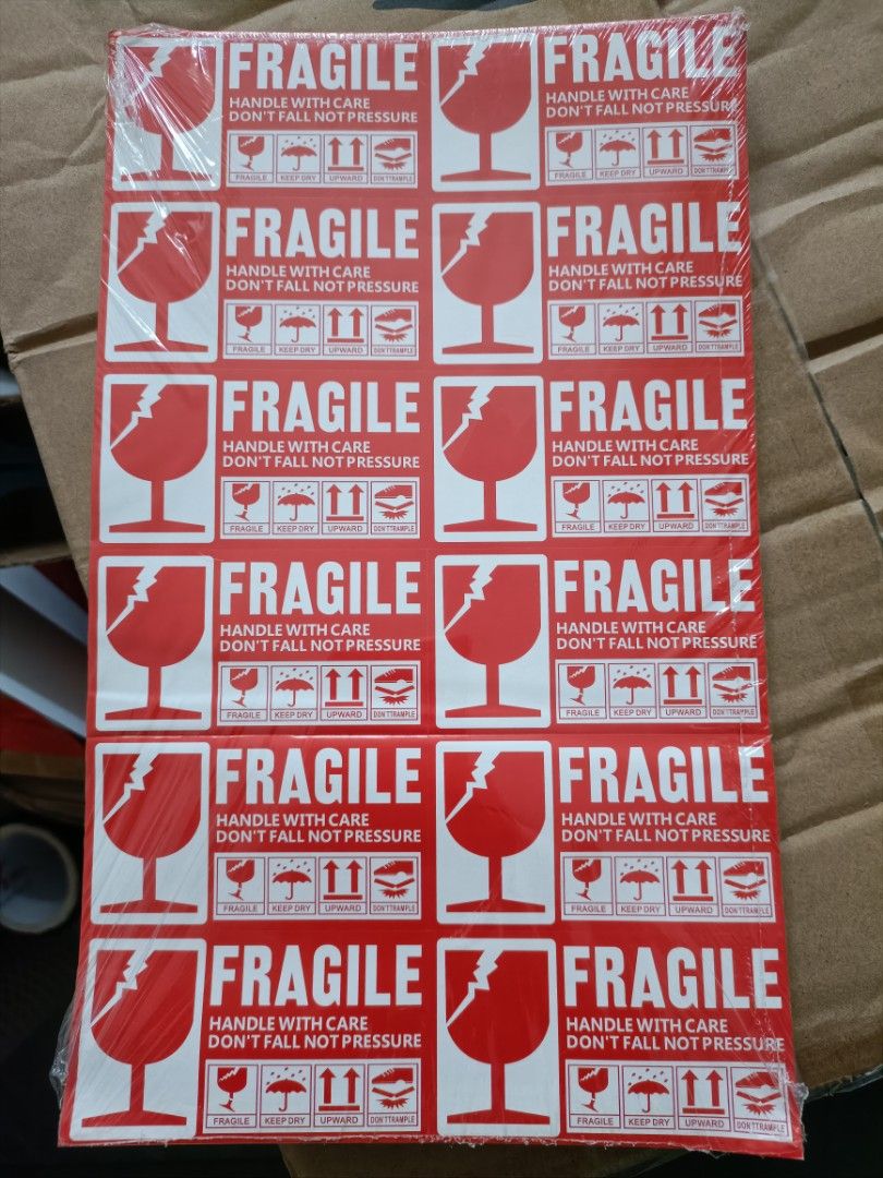 FRAGILE sticker for packages 9cm x5cm, Everything Else on Carousell