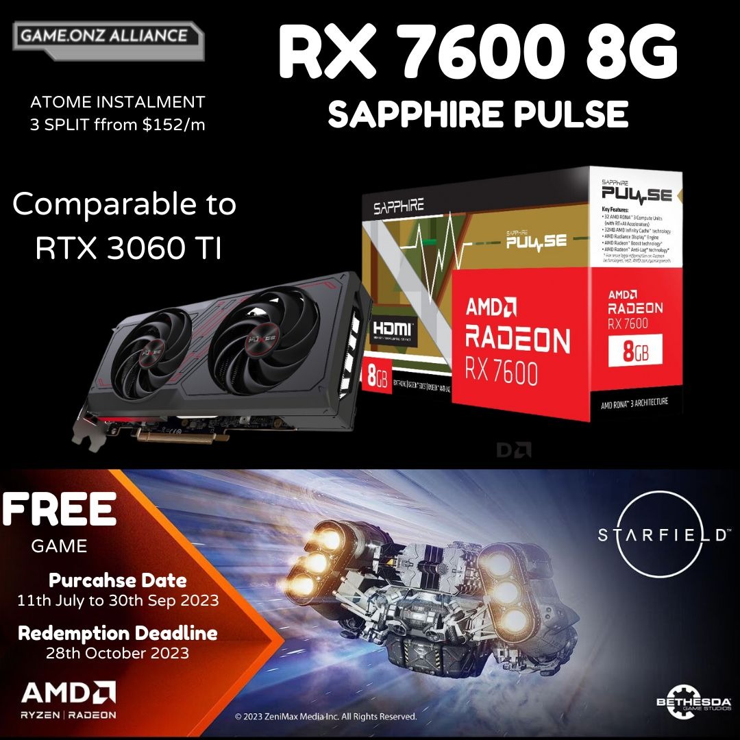 FREE SHIPPING | SAPPHIRE RX 7600 8G PULSE GAMING GRAPHICS GRAPHIC CARD AMD RADEON RX7600 ...