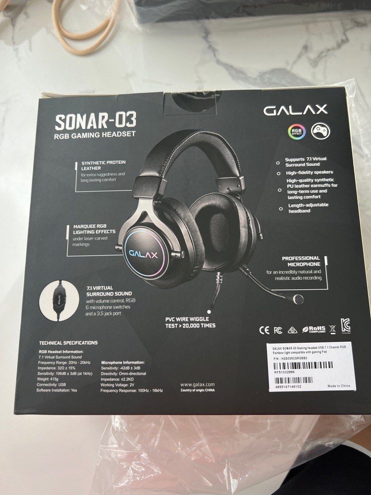 GALAX Gaming Headset RGB USB 7.1 Channel Sonar 03 (SNR-03), Audio ...