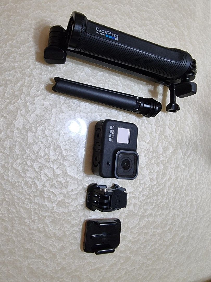 GoPro Hero 8 with 3 way stick, Photography, Video Cameras on Carousell