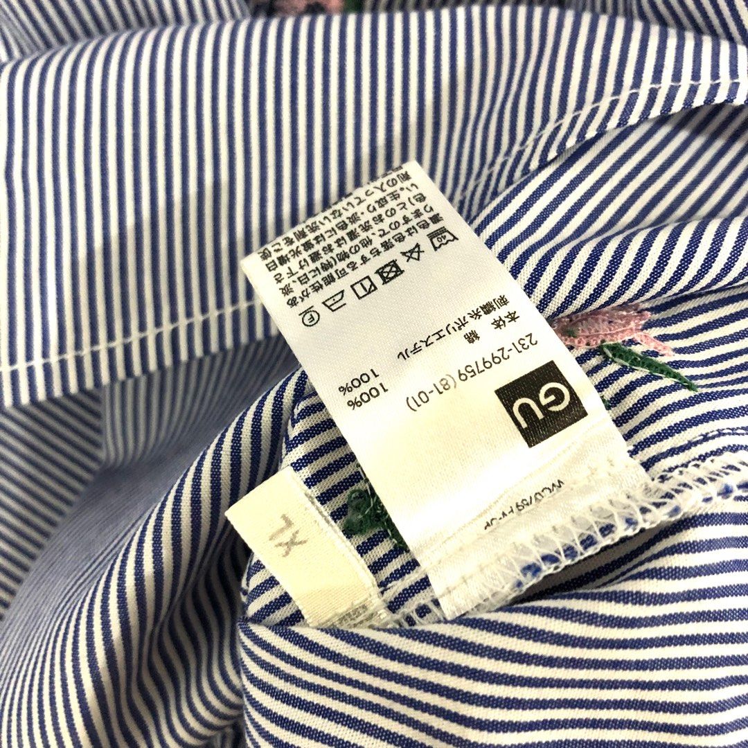GU by Uniqlo Embroidered Print Striped Tops on Carousell