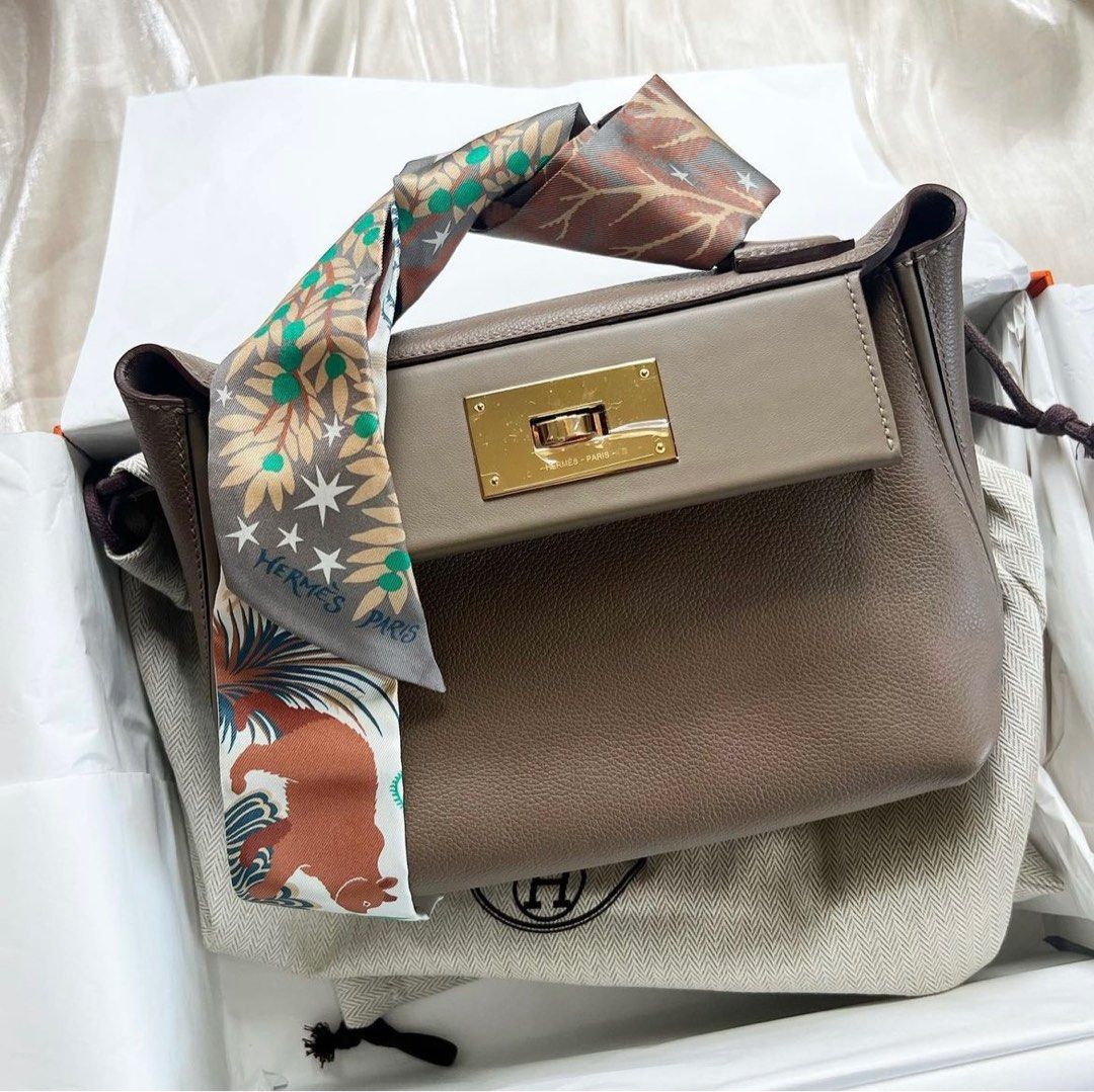 Hermes mini 2424 etoupe ghw 大象灰金扣, 名牌, 手袋及銀包 - Carousell