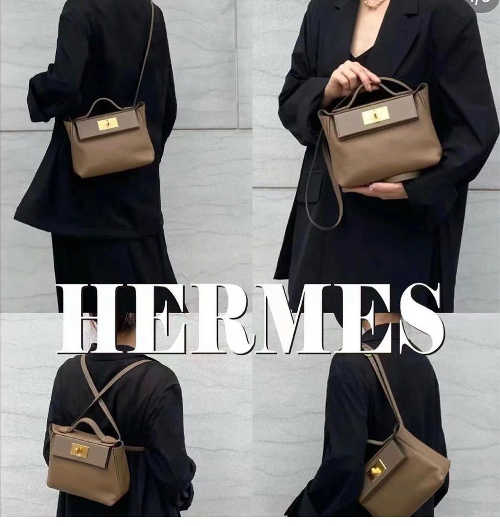 Hermes mini 2424 etoupe ghw 大象灰金扣, 名牌, 手袋及銀包 - Carousell