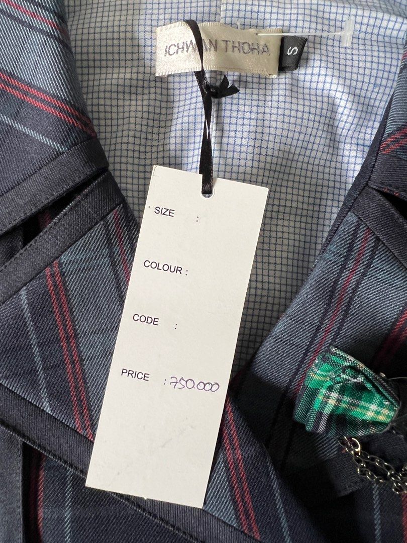 Ichwan Toha Crop Jacket Blue Tartan Japanese Style, Fesyen Wanita ...