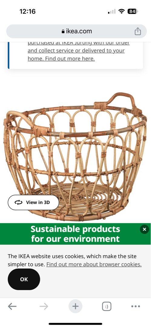 IKEA SNIDAD basket, Furniture & Home Living, Home Improvement ...