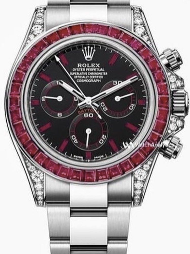 Instock Custom Rolex Daytona Ruby Stainless Steel Bezel and Dial Set ...