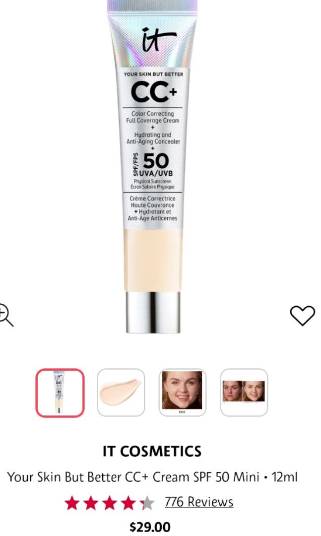 It Cosmetics CC Cream (fair shade), Beauty & Personal Care, Face ...
