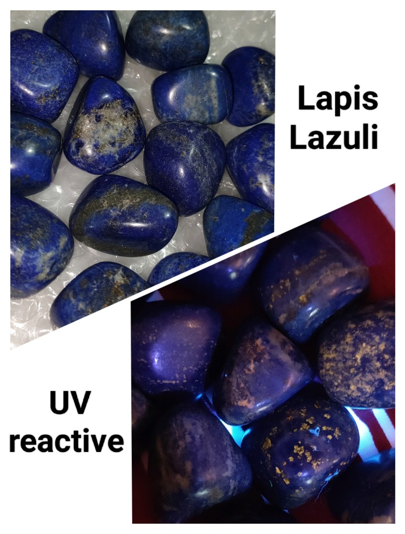 Lapis Lazuli Tumbles - Fluorescence a Golden Yellow with UV light, Women's Fashion, Jewelry ...