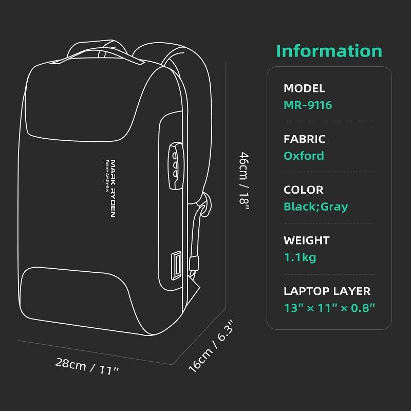 Mark Ryden Anti Thief Business Backpack, Men's Fashion, Bags, Backpacks ...
